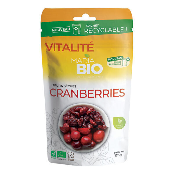 Cranberries entières séchées 125g | Greenweez