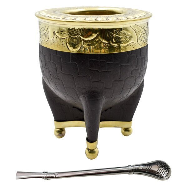 Calebasse Impériale Crocodile Noire avec Bombilla | Greenweez