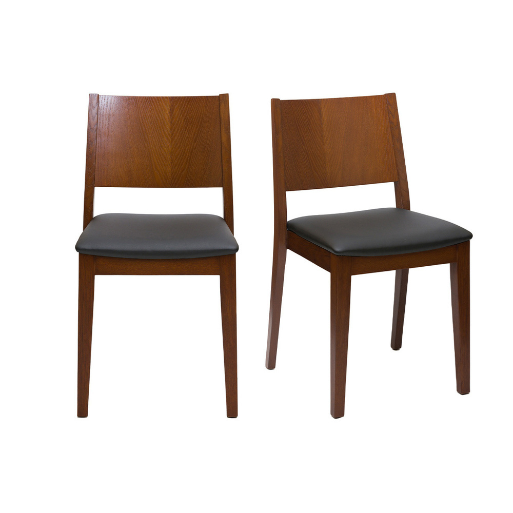 Chaises empilables en bois foncé et noir (lot de 2) MELVIL | Greenweez
