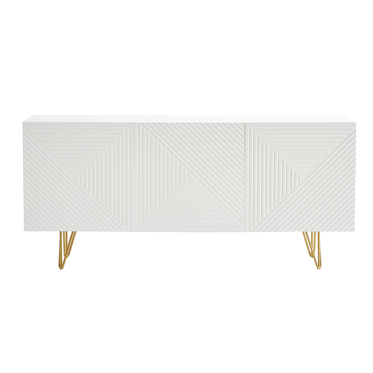 Buffet blanc et métal doré 3 portes L160 cm OZEN | Greenweez