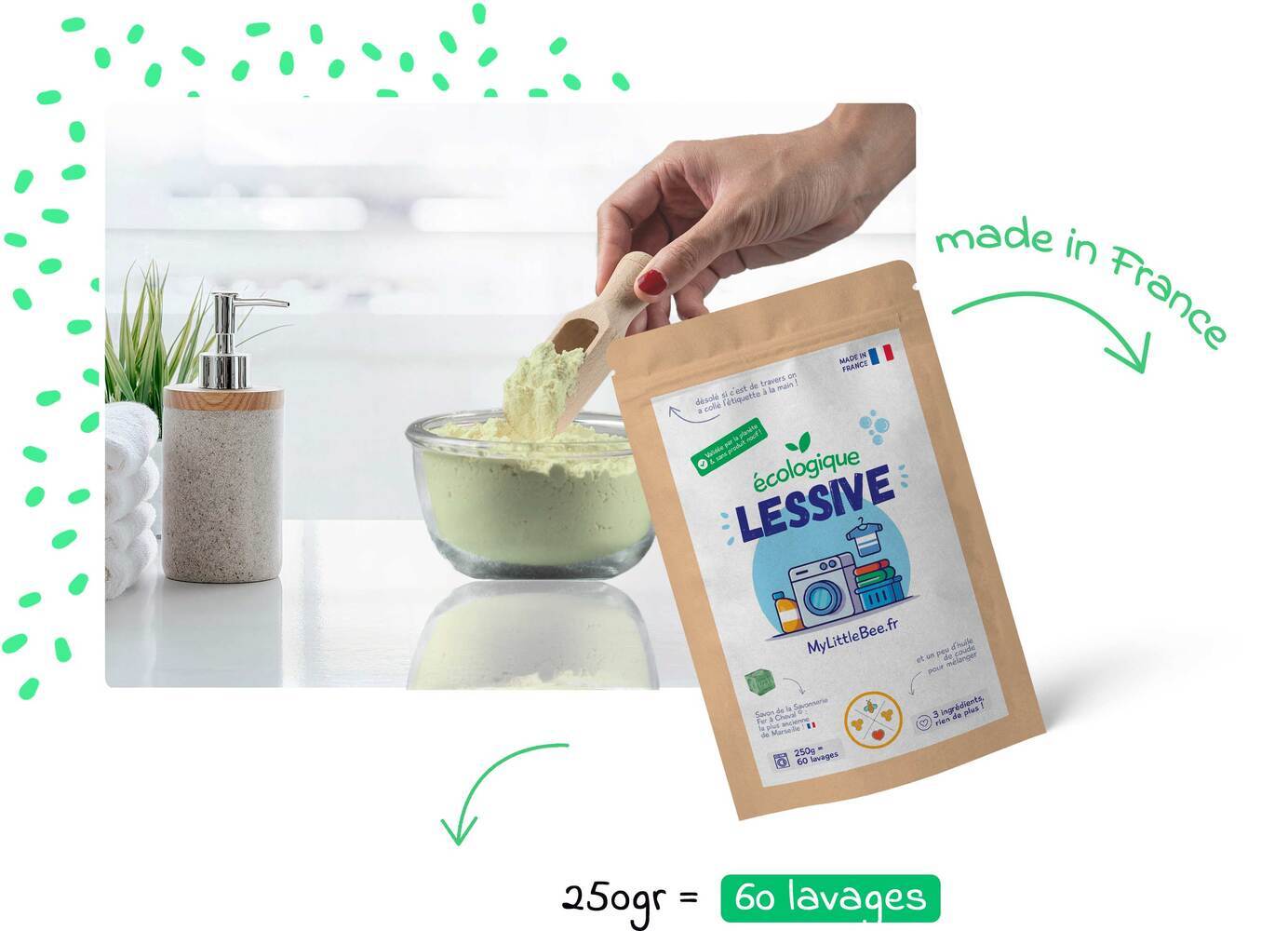 LE KIT LESSIVE ÉCOLOGIQUE (250G = 60 MACHINES) | Greenweez