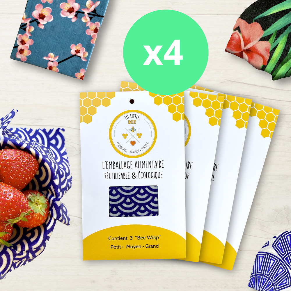 x 4 Lot de 3 Bee Wrap | 1 pack offert | Soit 12 Bee Wraps | Greenweez