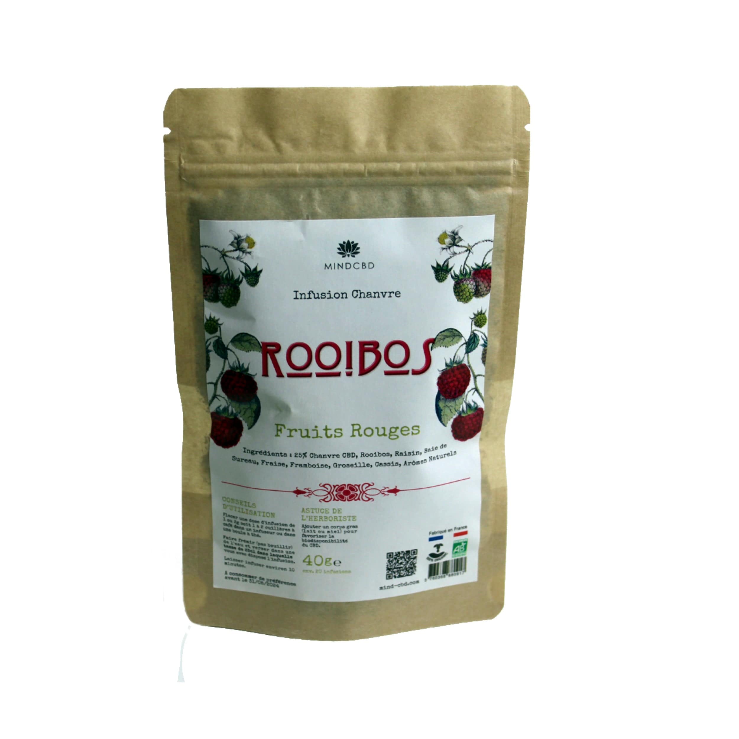 Infusion Bio ROOIBOS FRUITS ROUGES, Chanvre CBD 25% | Greenweez