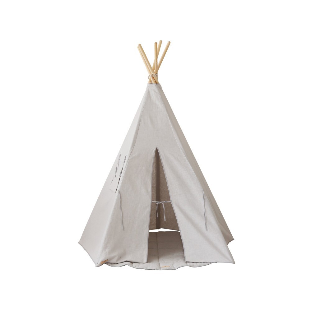 Tente Tipi Gris Pigeon Lin Naturel | Greenweez