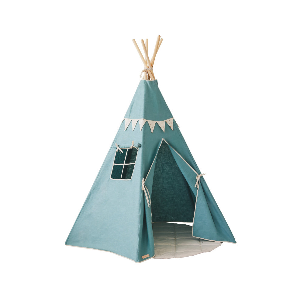 Tente Tipi avec guirlande et tapis Gold Star - Bleu, Gris | Greenweez
