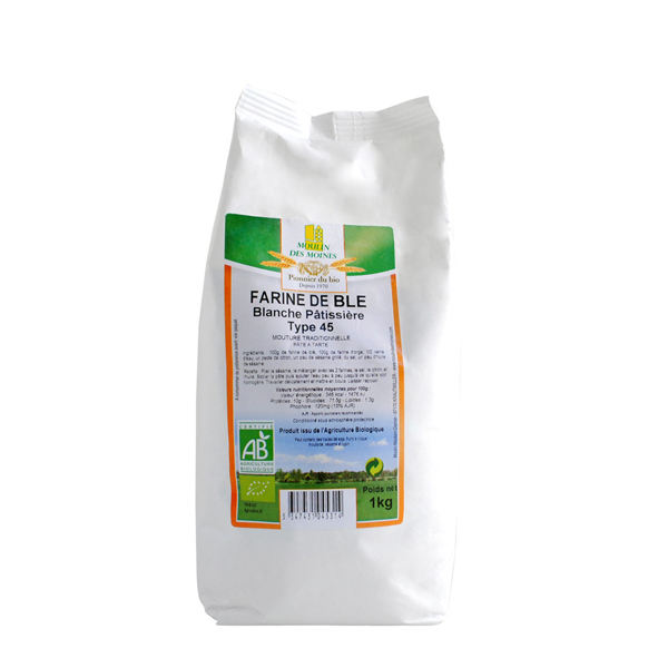 Moulin Des Moines Farine de blé blanche T45 bio 1kg | Greenweez