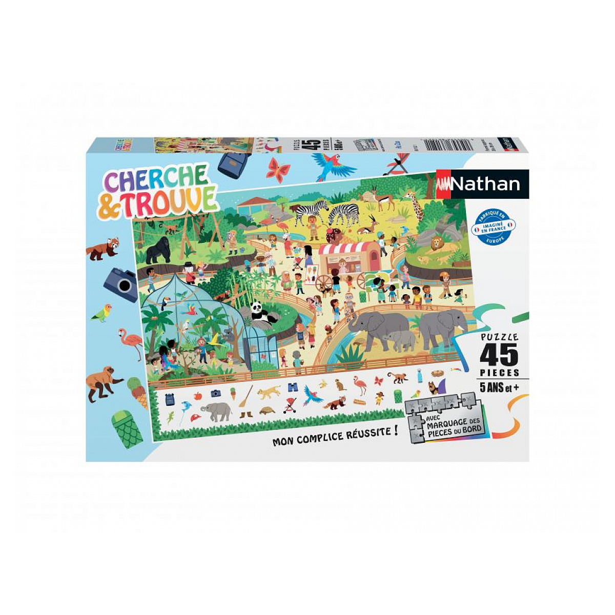 Nathan Puzzle cherche et trouve 45 pieces au zoo | Greenweez