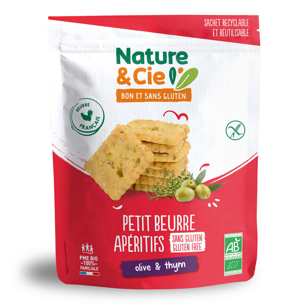 Petit beurre apéritifs olive et thym bio 80g | Greenweez