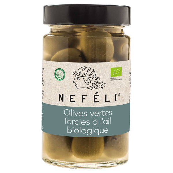 Olives vertes farcies à l'ail bio 165g | Greenweez