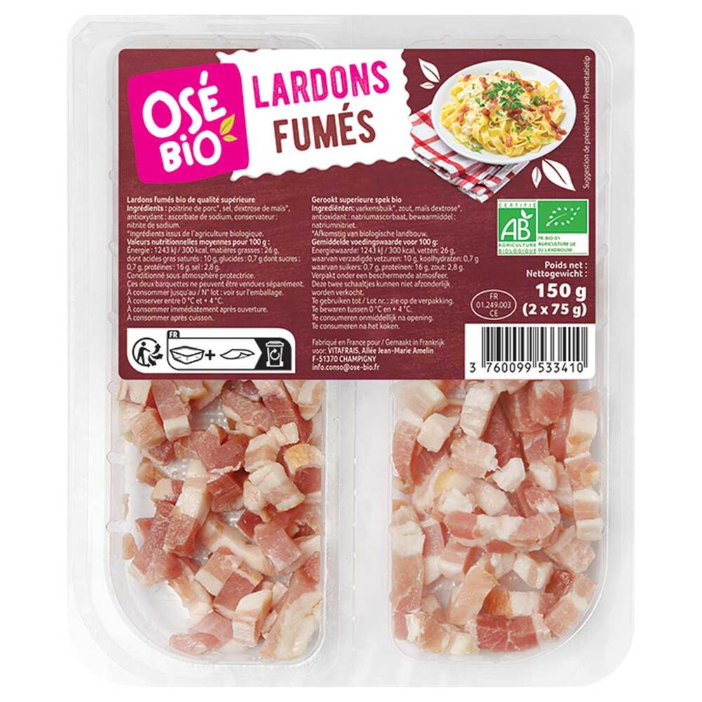 Lardons fumés bio 2x75g | Greenweez