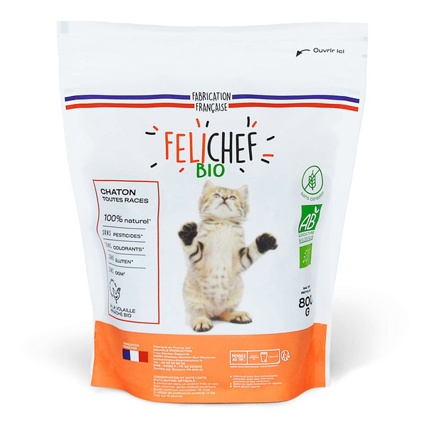 Lot de 2 x Croquettes bio sans céréales chaton 800g | Greenweez