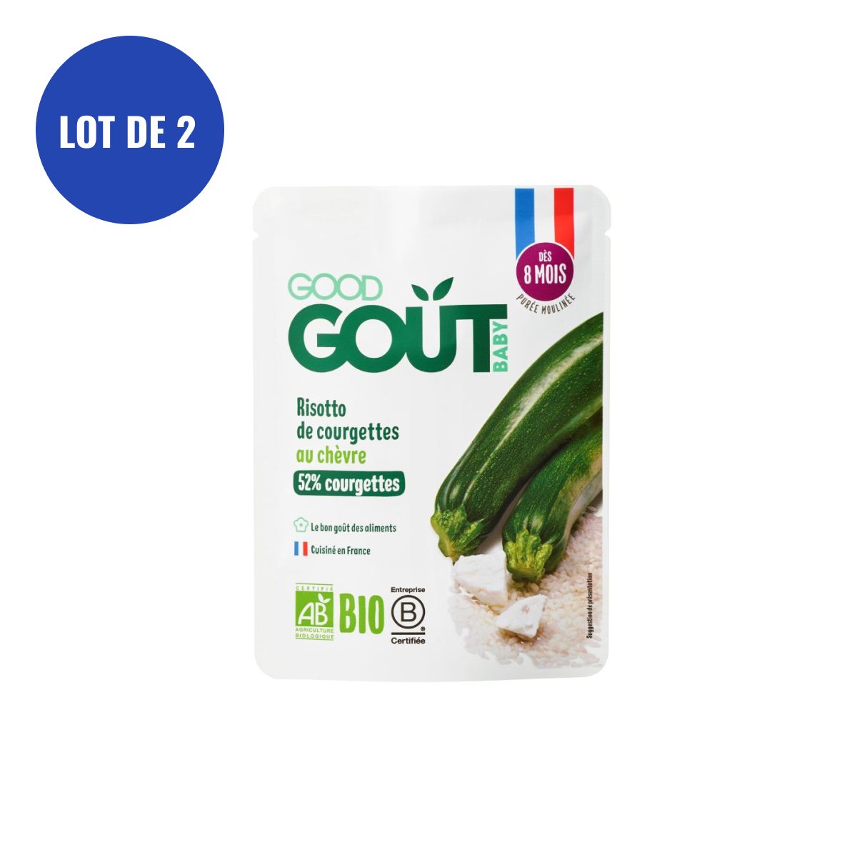 Lot de 2 x Plat Risotto de Courgettes au Chèvre dès 8 mois | Greenweez
