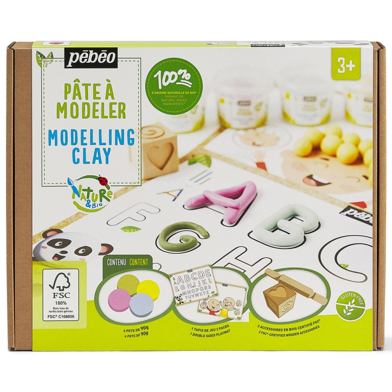 Coffret pâte à modeler bio Pébéo + accessoires - 4 x 90 g | Greenweez