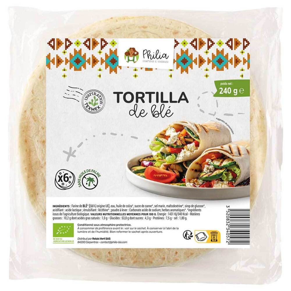Wraps tortillas de blé bio x6 240g | Greenweez