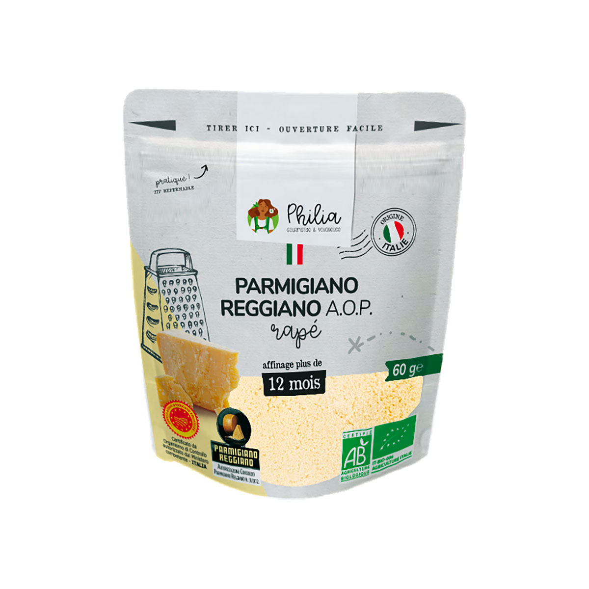 Parmesan Reggiano râpé AOP 60g | Greenweez