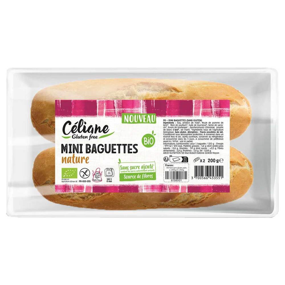 Mini baguettes nature sans gluten 2x100g | Greenweez