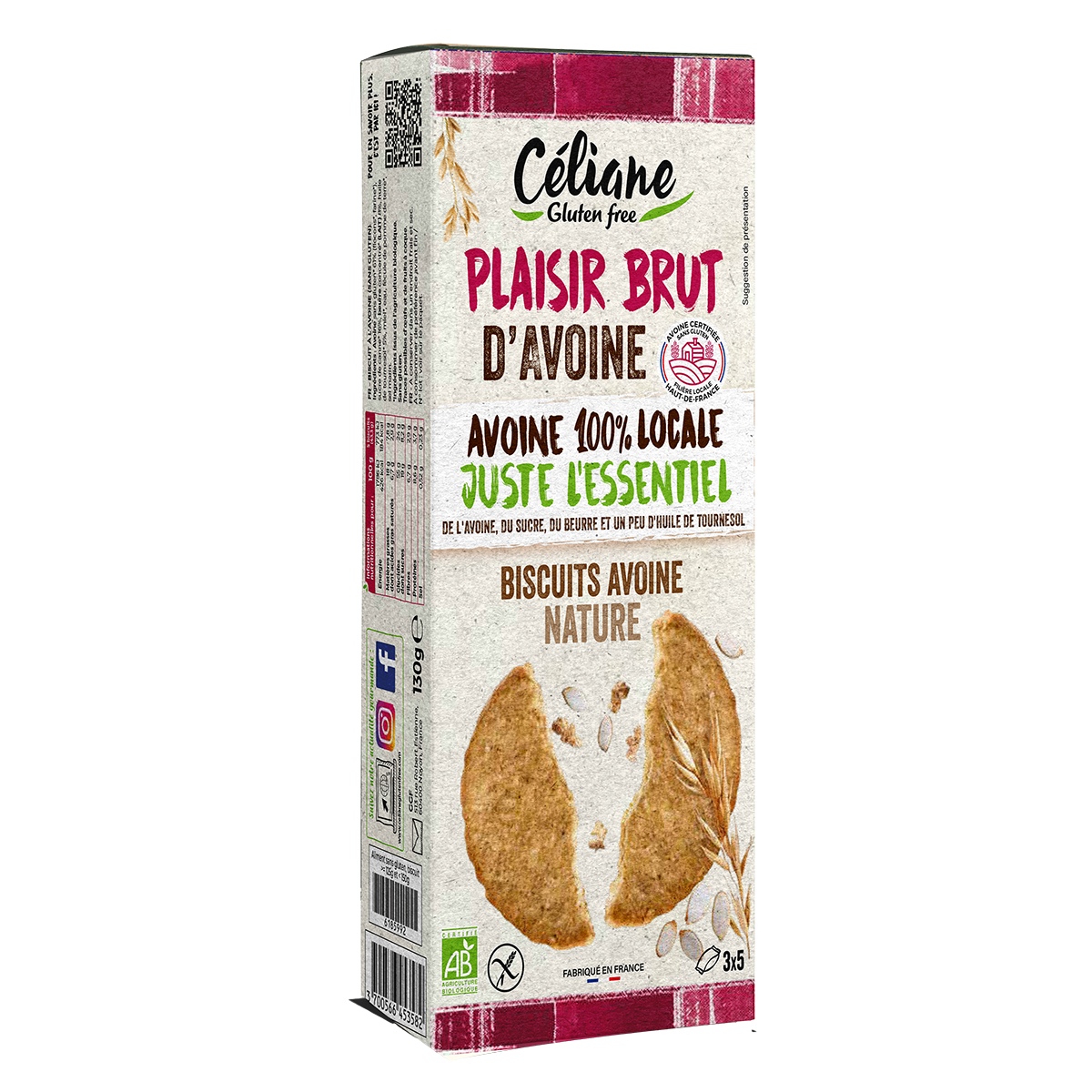 Biscuits avoine nature bio sans gluten 130g | Greenweez
