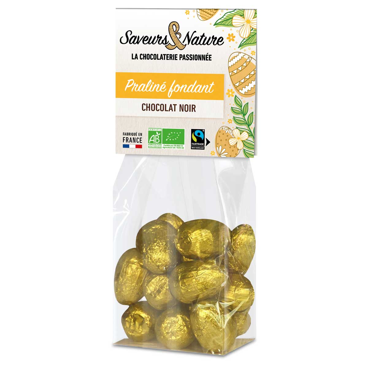 Petits oeufs praliné enrobés de chocolat noir bio 150g | Greenweez