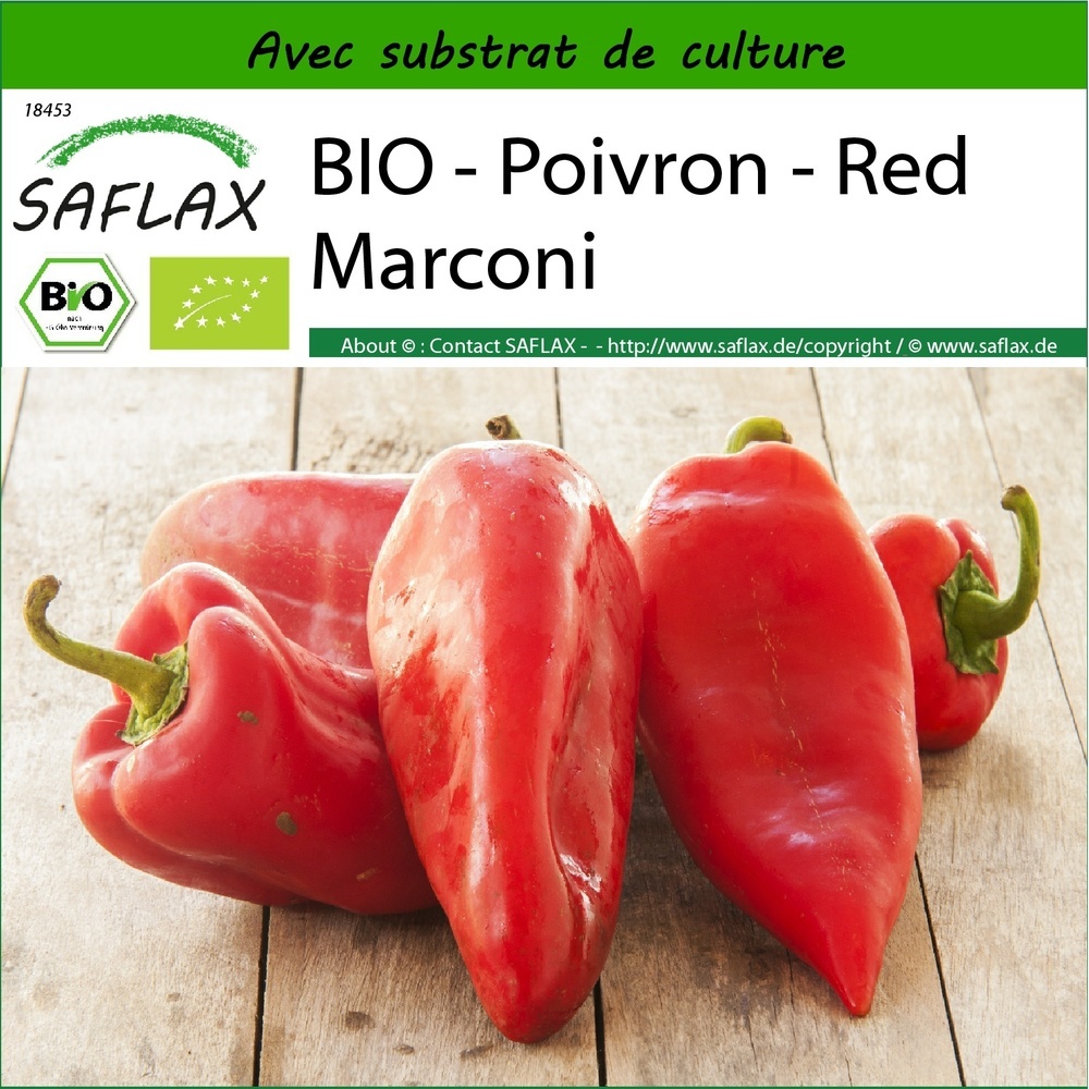 BIO - Poivron - Red Marconi - 20 graines - Avec substrat | Greenweez