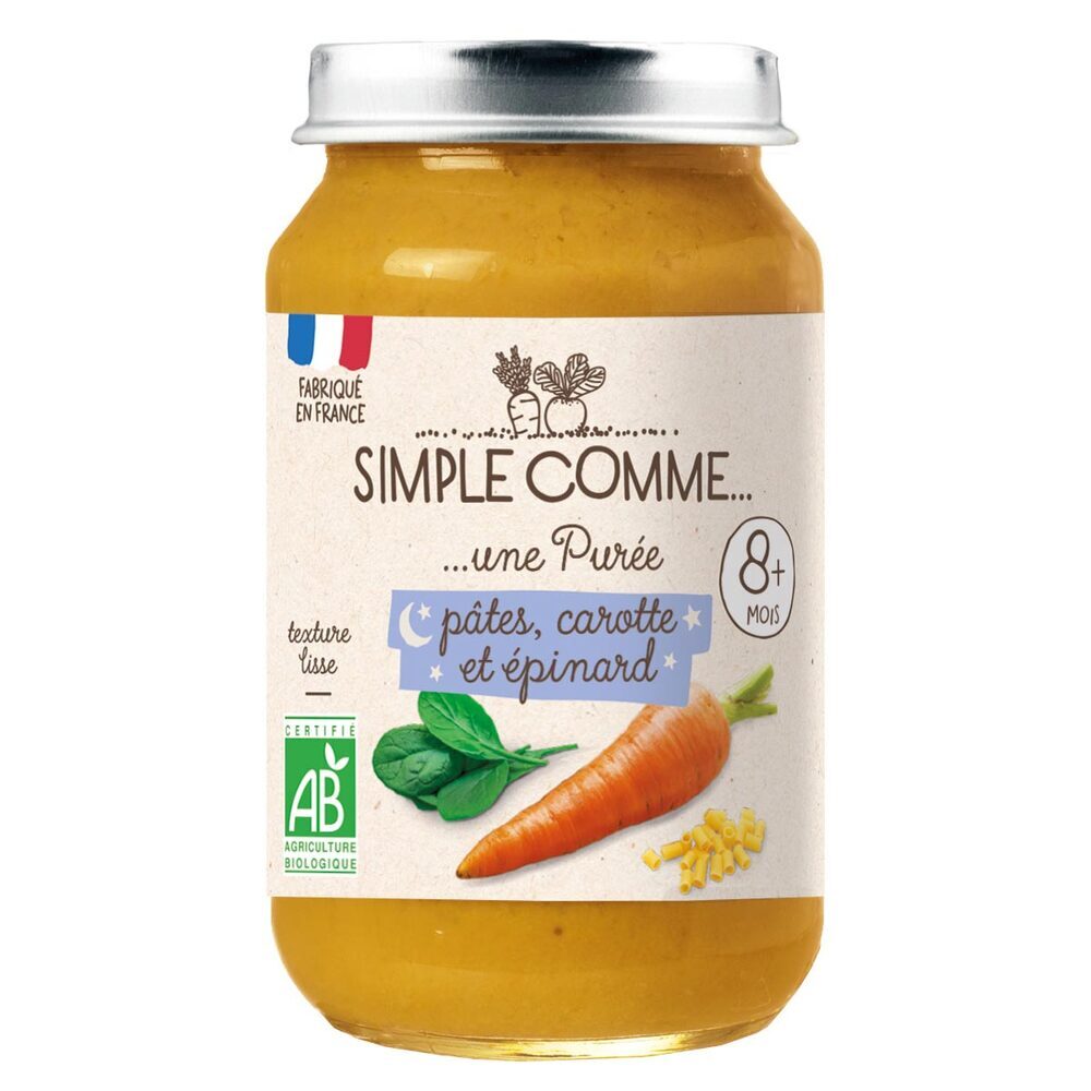 Petit pot pâtes carotte epinard bio 200g dès 8 mois | Greenweez