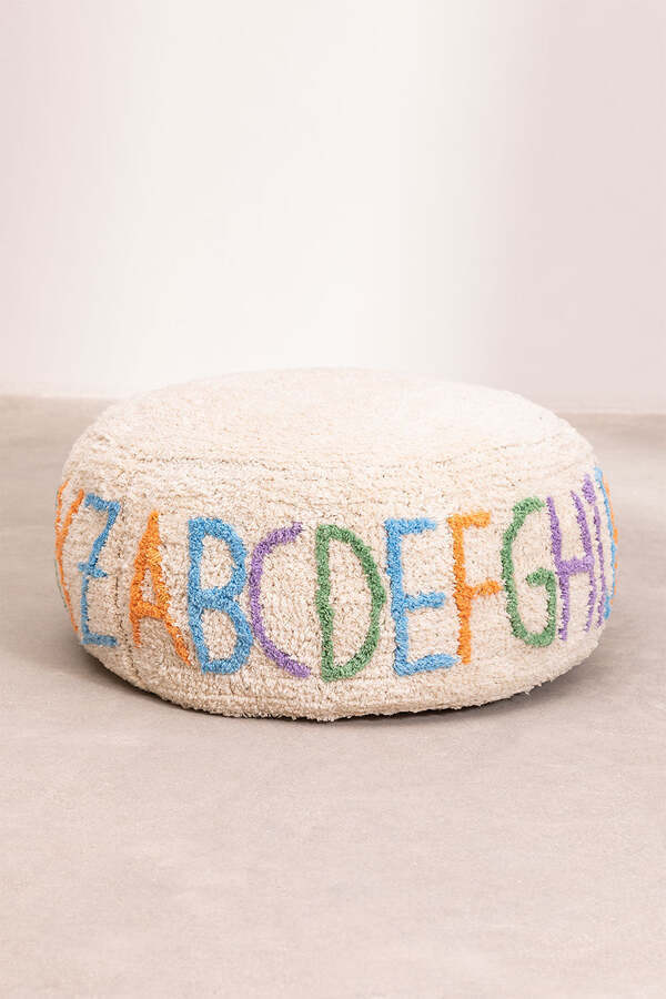 Pouf rond en coton Letter kids multicolore | Greenweez