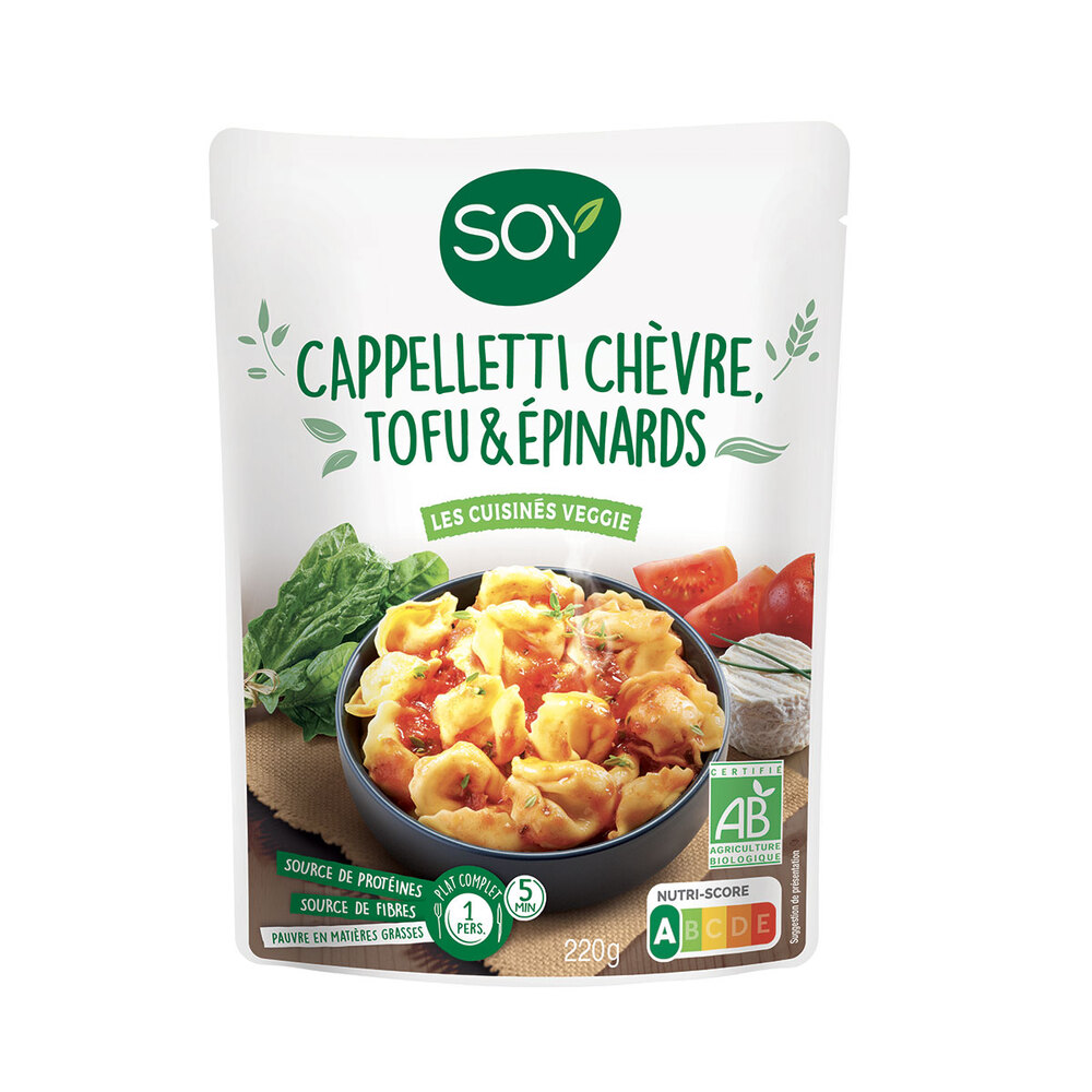 Pâtes cappelletti chèvre, tofu et épinards bio 220g | Greenweez