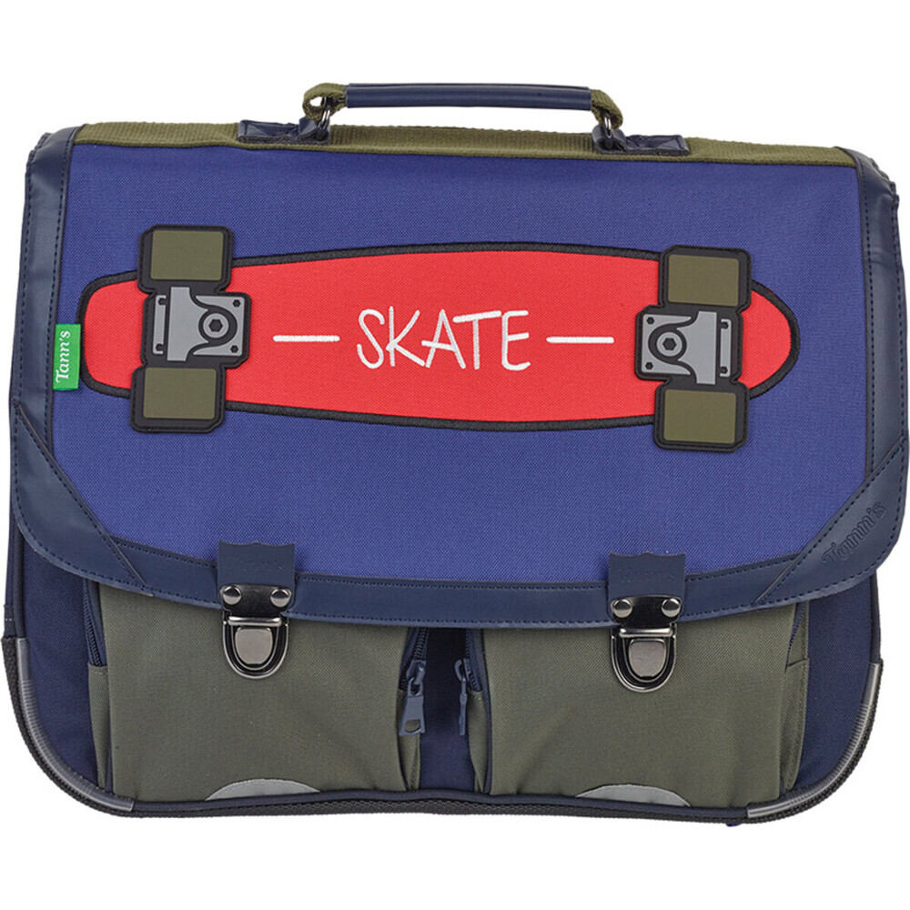 Cartable 2 boucles Nathan Bleu / Kaki 38 cm | Greenweez