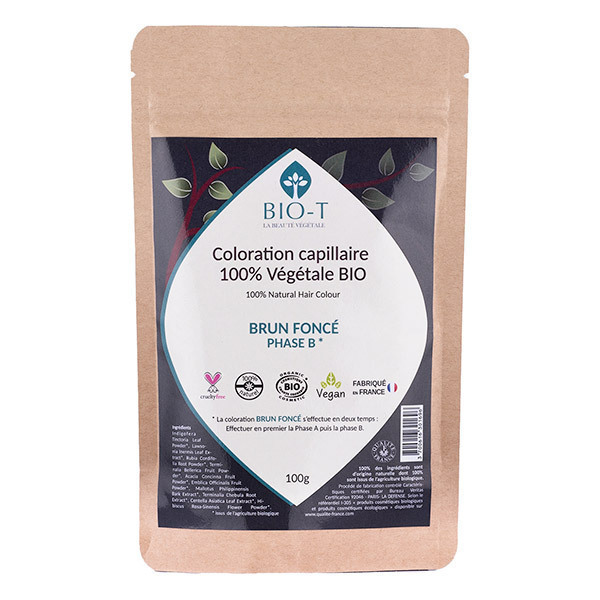 Coloration végétale bio Brun foncé Phase B 100g | Greenweez