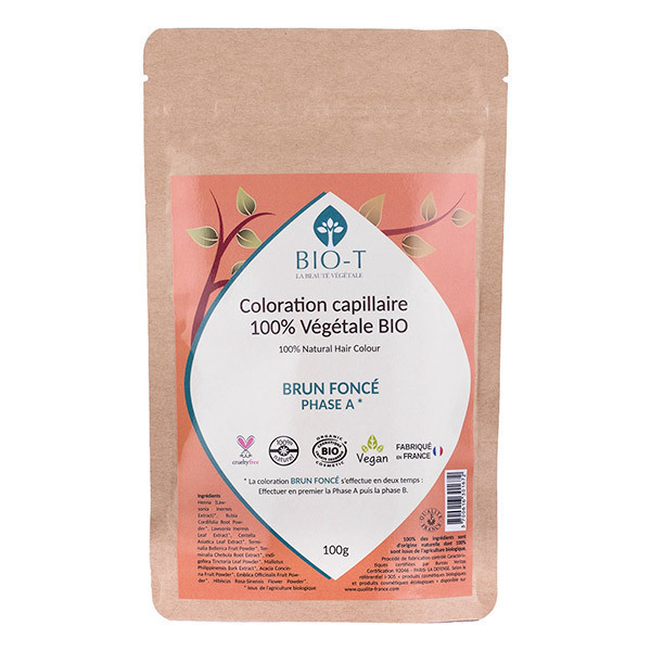 Coloration végétale bio Brun foncé Phase A 100g | Greenweez