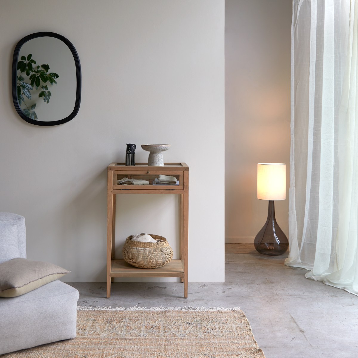 Console vitrée en bois de teck recyclé 60 Inès | Greenweez