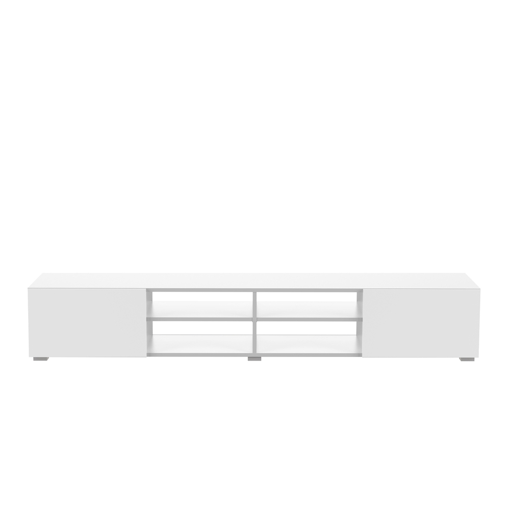 Meuble TV PODIUM 4 niches et 2 portes 185 X 31 - Blanc | Greenweez