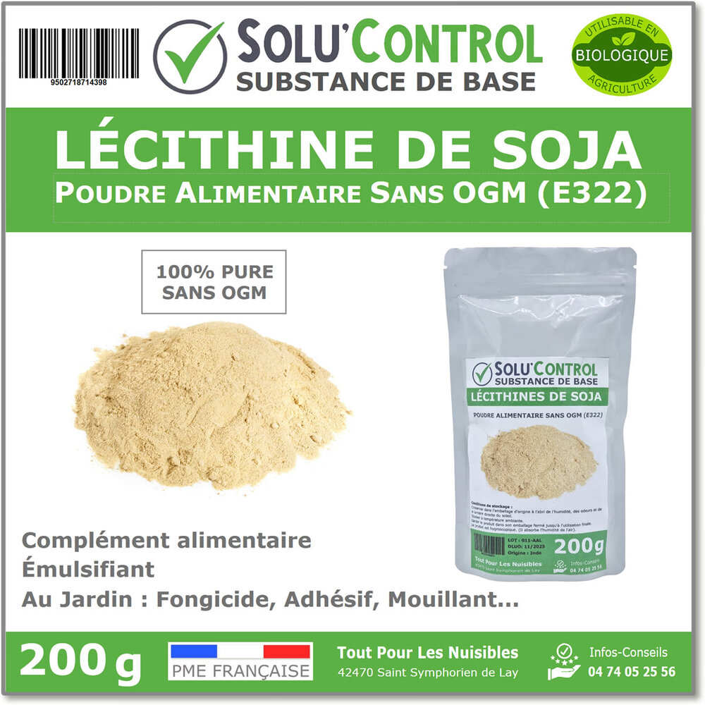 Lécithine de Soja sans OGM, SOLU'CONTROL - Sachet de 200g | Greenweez