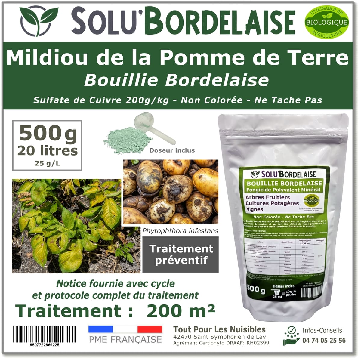 Solu'Bordelaise-500g Bouillie Bordelaise-Mildiou Pomme de Terre | Greenweez