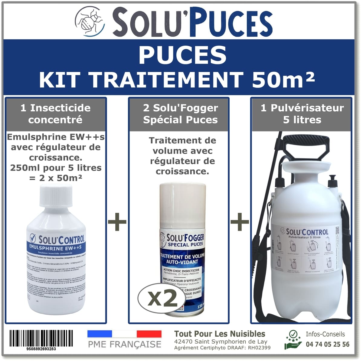 Kit SoluPuce Anti-Puces 50 m² Traitement complet maison | Greenweez
