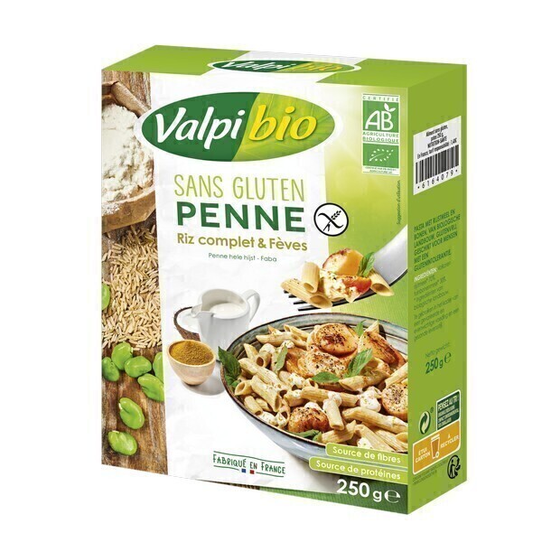 Penne riz complet et fèves 250g | Greenweez
