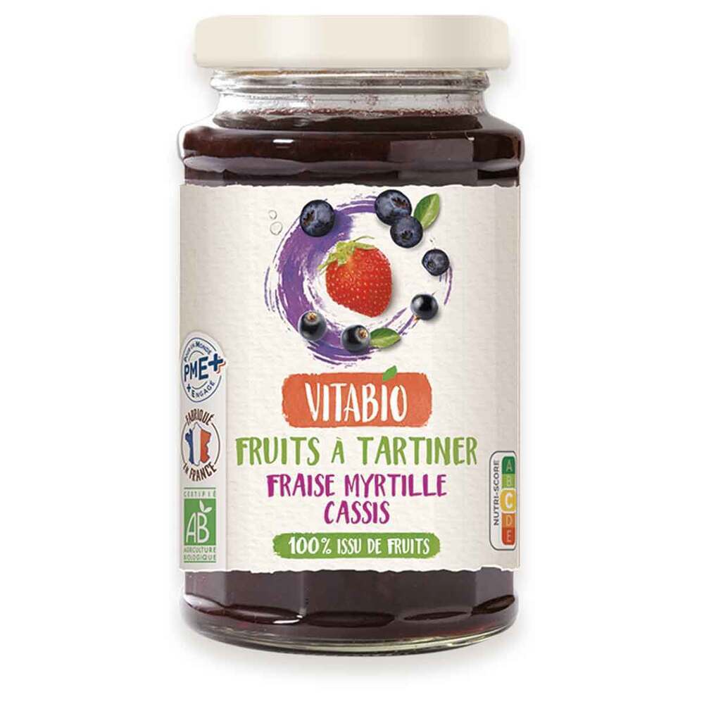 Fruits à tartiner fraise myrtille cassis bio 290g | Greenweez