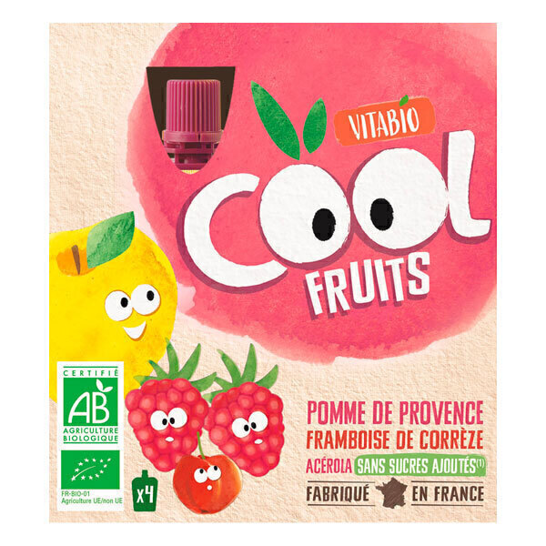 Cool fruits pomme framboise - gourdes de fruits - 4x90g | Greenweez
