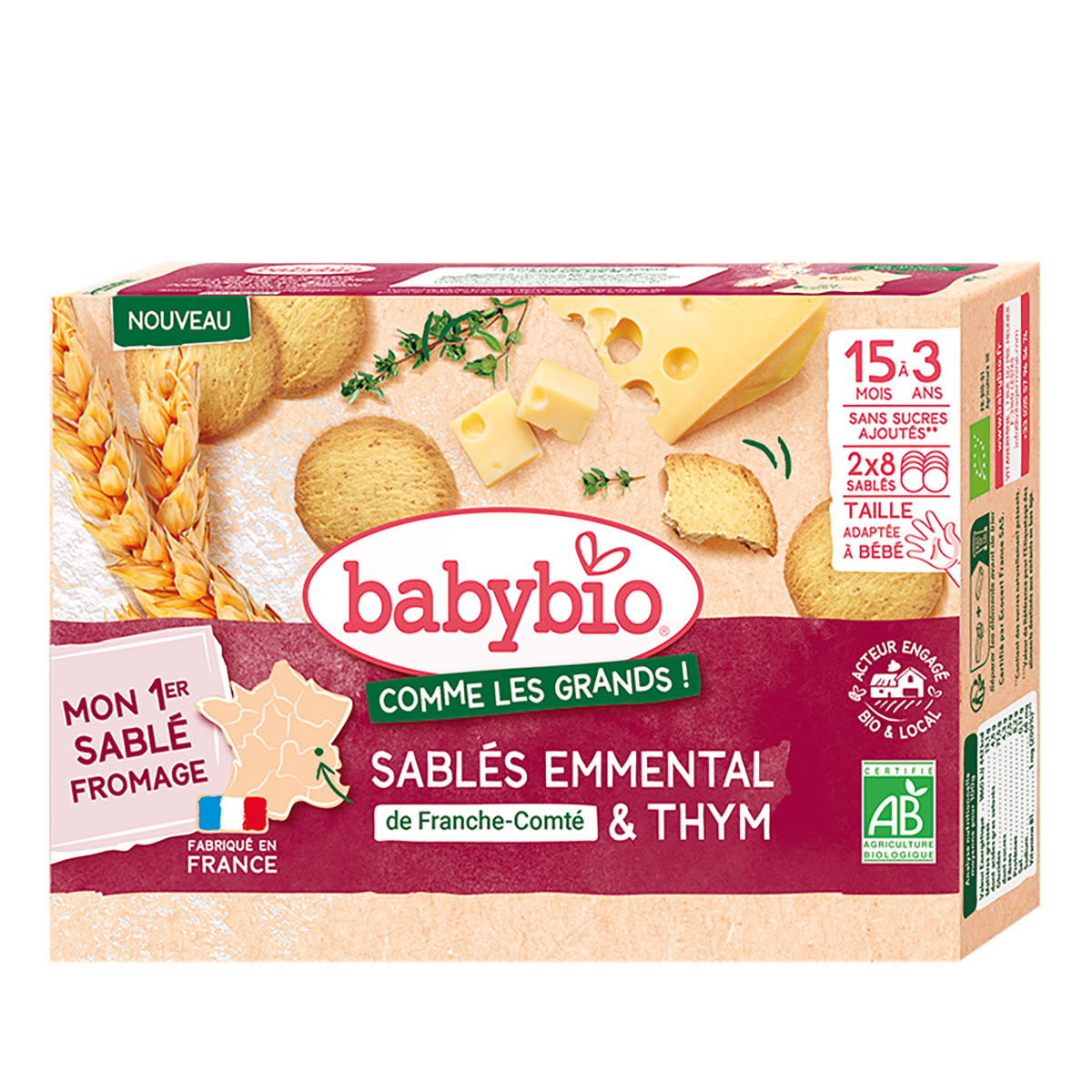 Sablé Emmental Thym dès 15 mois - 2x8 | Greenweez