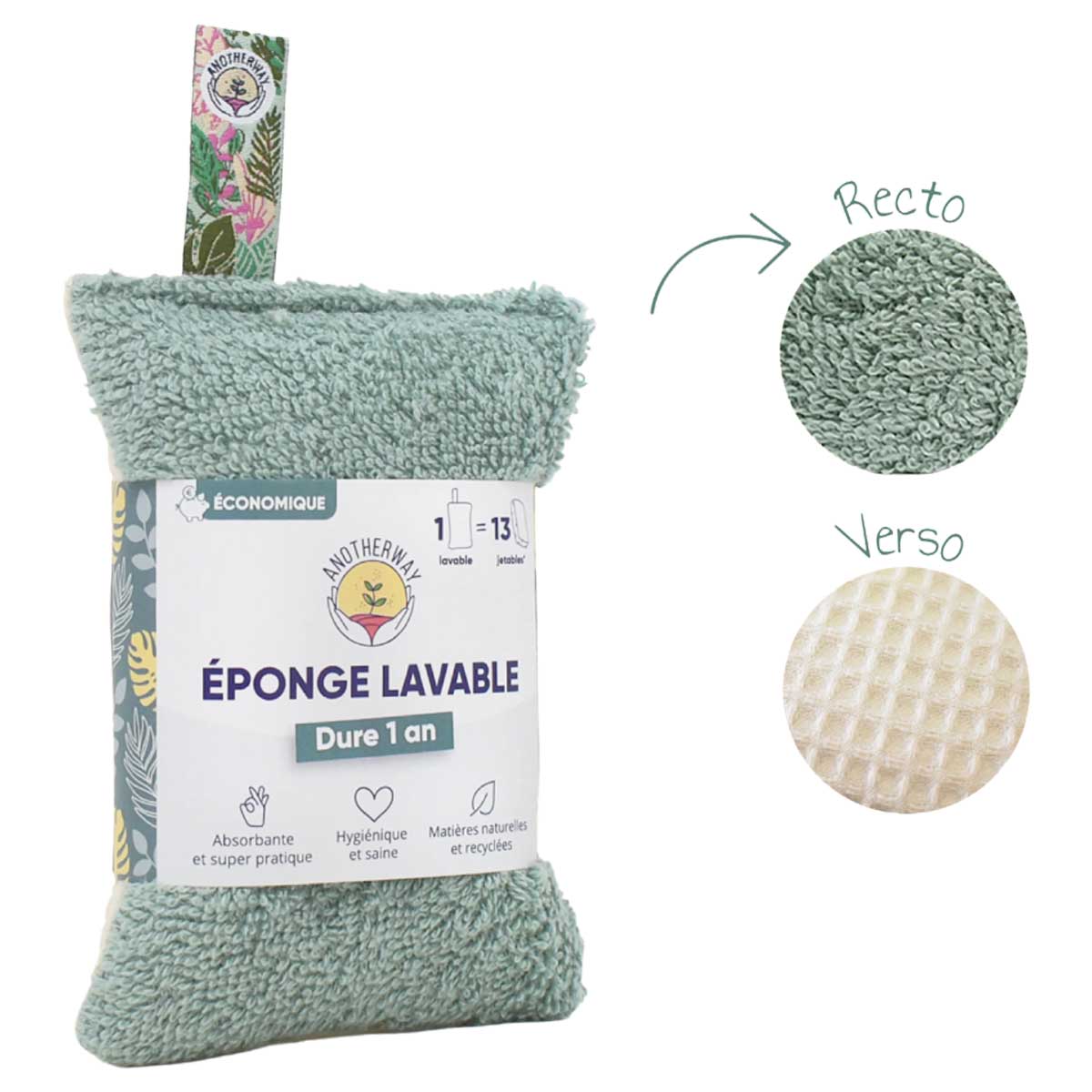 Eponge Lavable et Réutilisable Verte | Greenweez