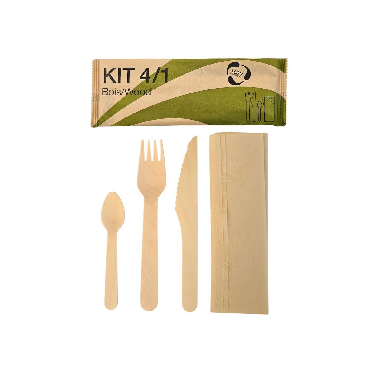 Kit couvert 4 en 1 sachet en papier par 50 | Greenweez