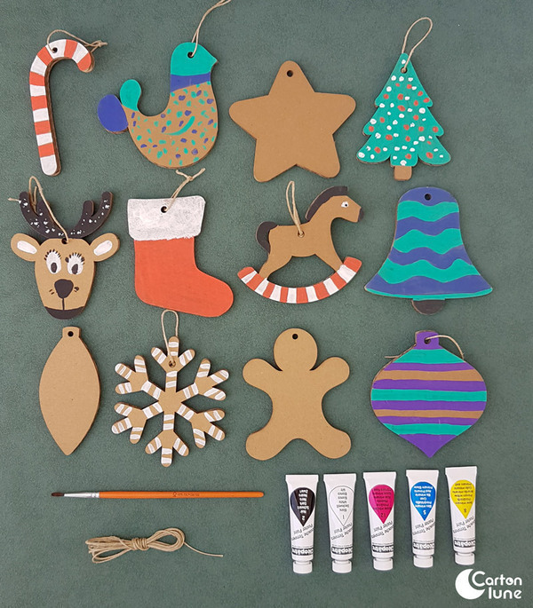 12 DECORATIONS DE NOEL EN CARTON A PEINDRE | Greenweez