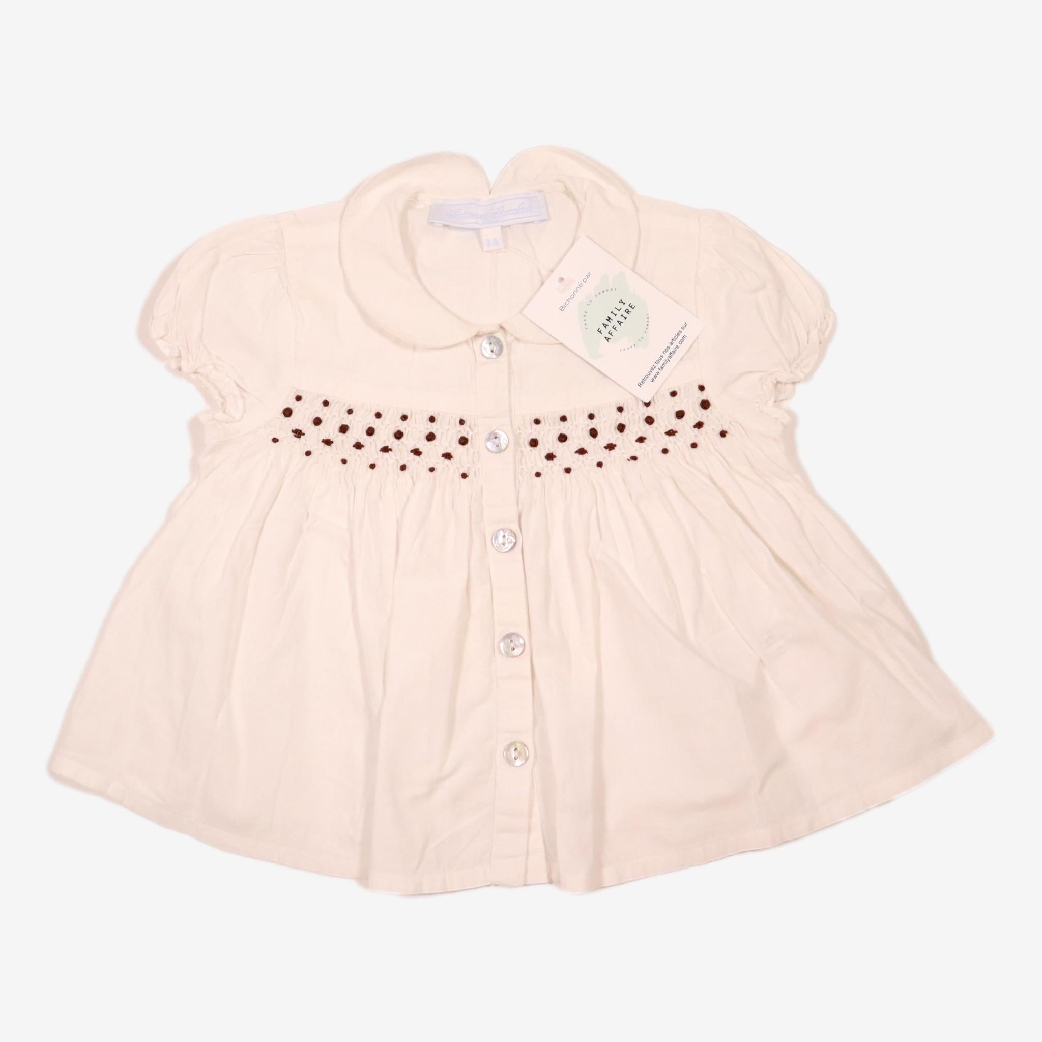 TARTINE ET CHOCOLAT 2 ans blouse blanche avec smocks | Greenweez