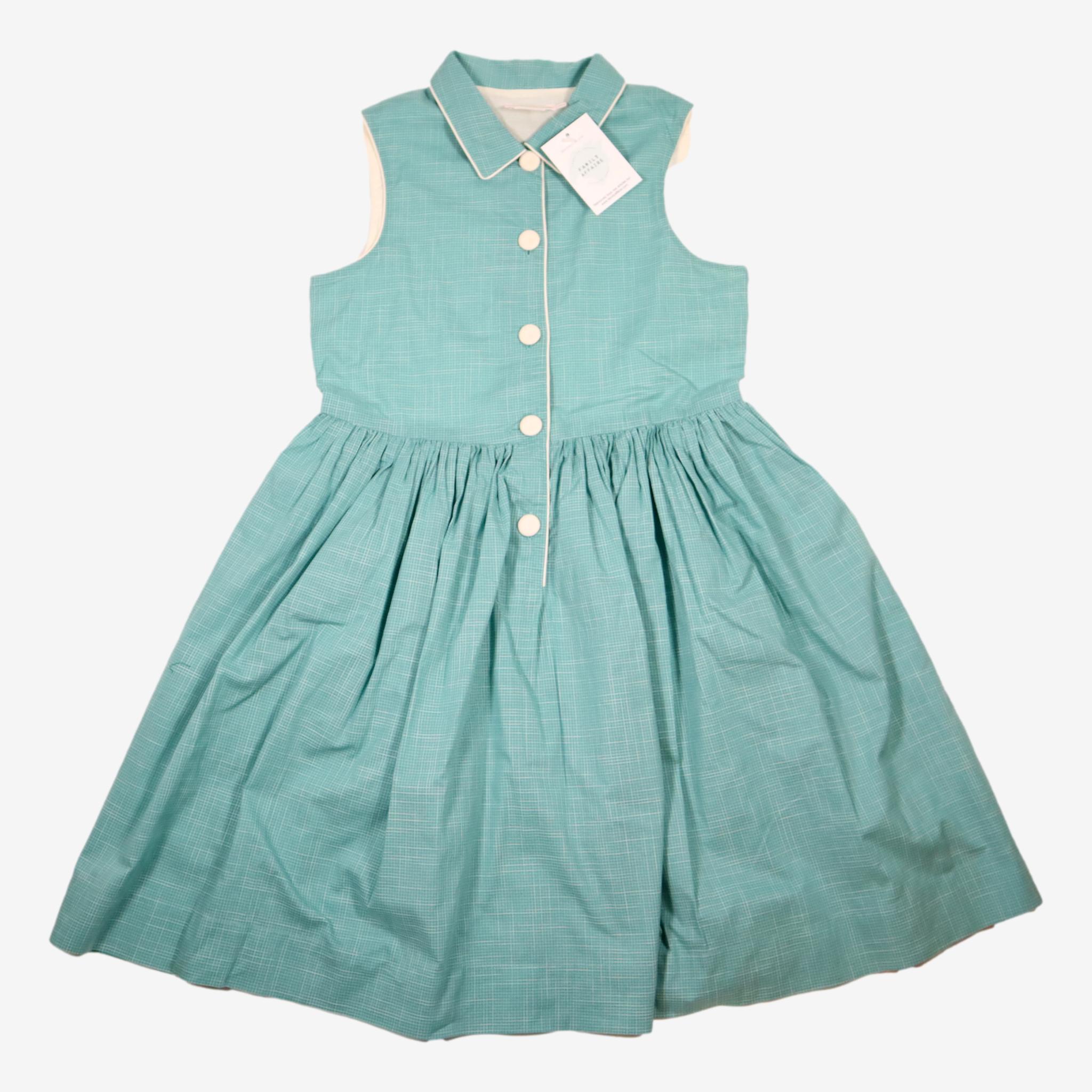 BONPOINT 12 ans robe verte à carreaux et col | Greenweez