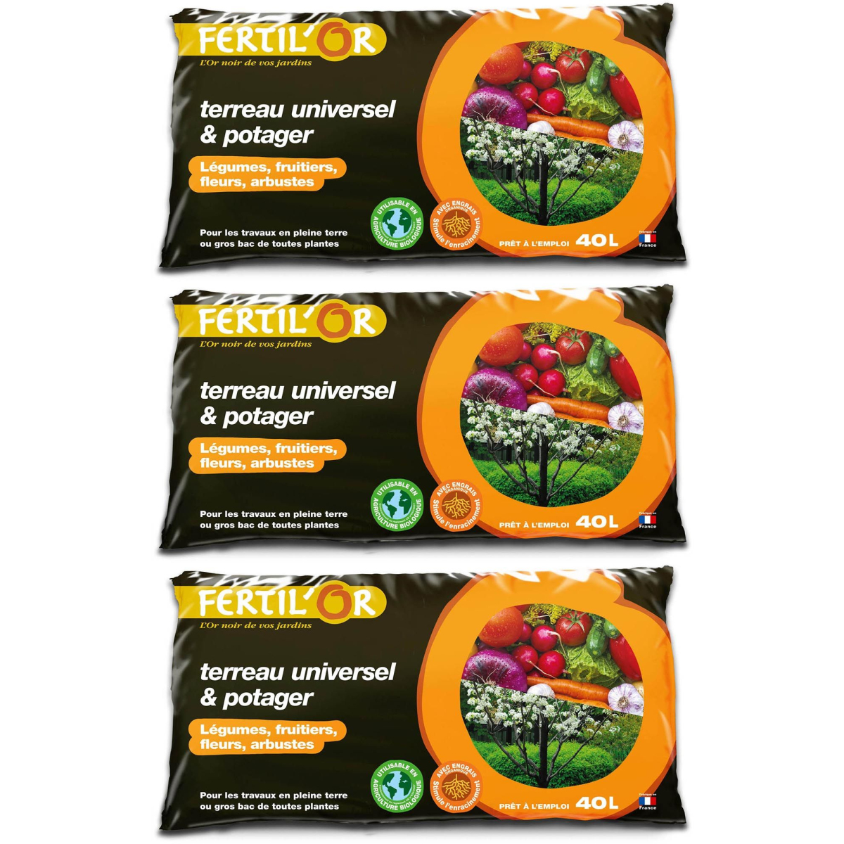 Terreau universel et potager pleine terre ou bac 40 litres Lot d ...