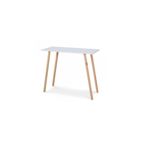 Console moderne avec plateau blanc et pieds en pin naturel | Greenweez