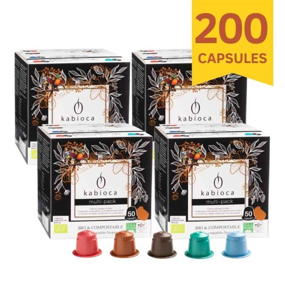 Coffret Découverte Bio Capsules compostable Nespresso x200 | Greenweez