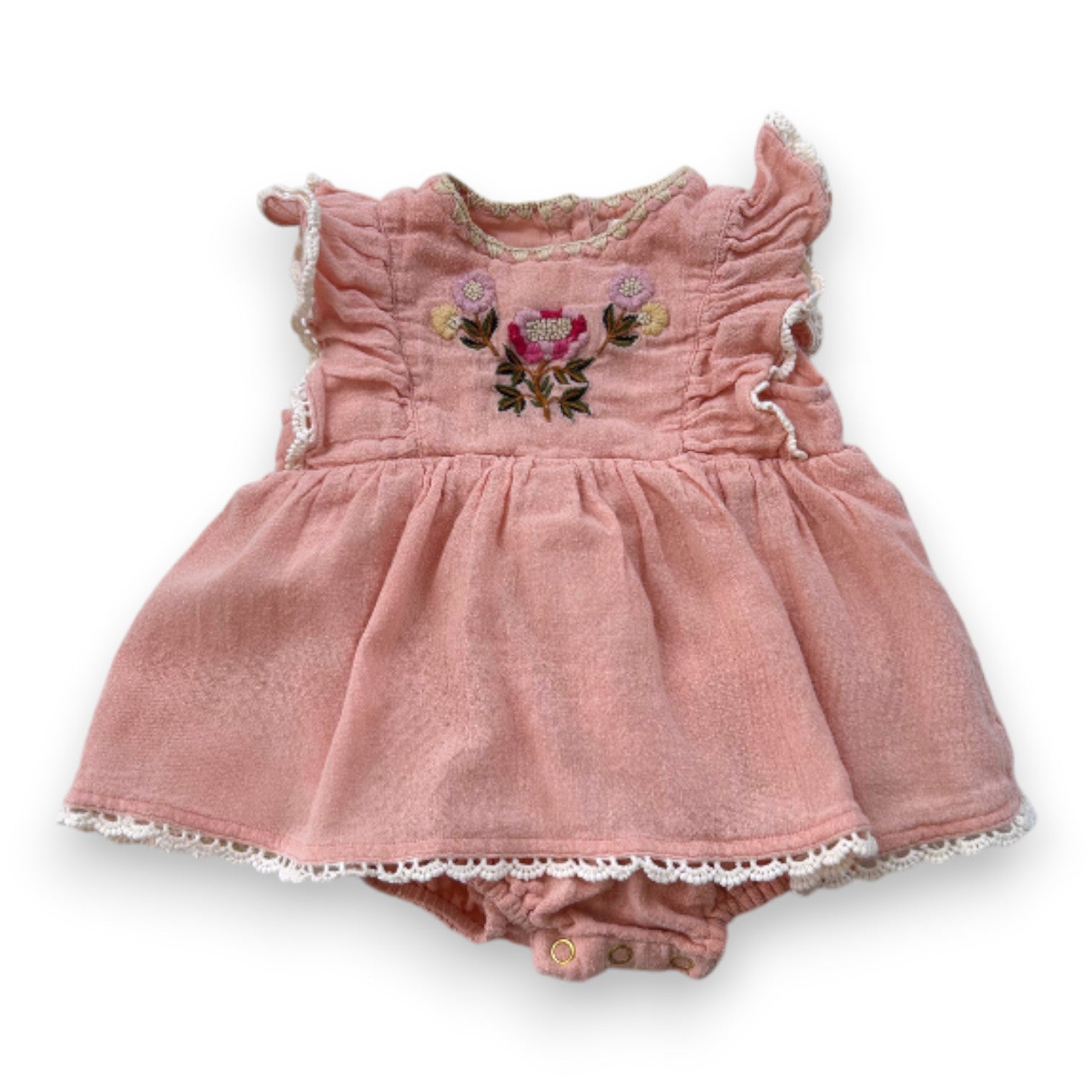 LOUISE MISHA, Robe rose avec fleurs brodées avec bloomer, 3 mois ...