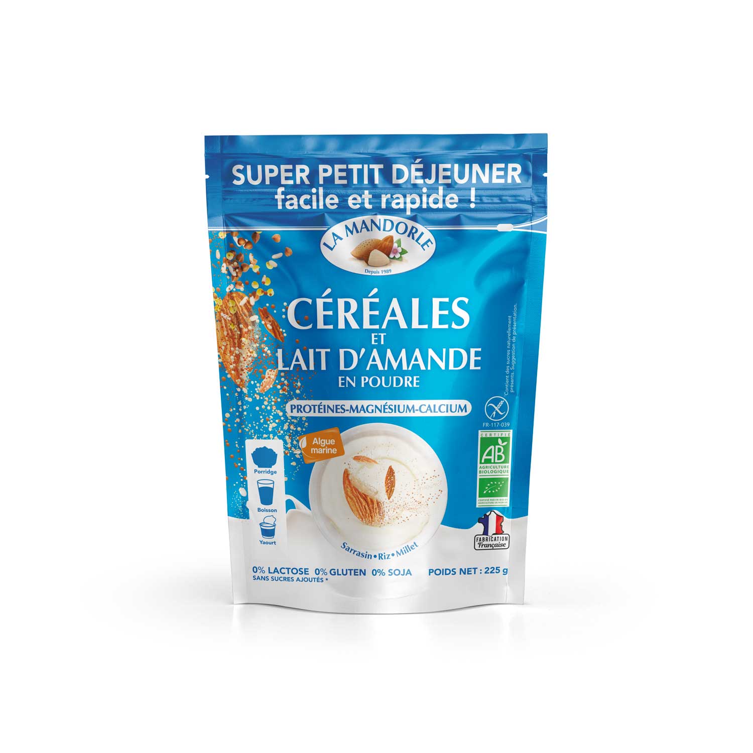 Céréales et lait d'amande bio 225g | Greenweez