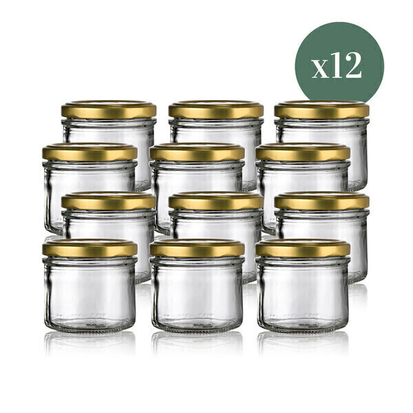 Lot de 12 pots verrines 130ml avec couvercles or - Rondelette | Greenweez