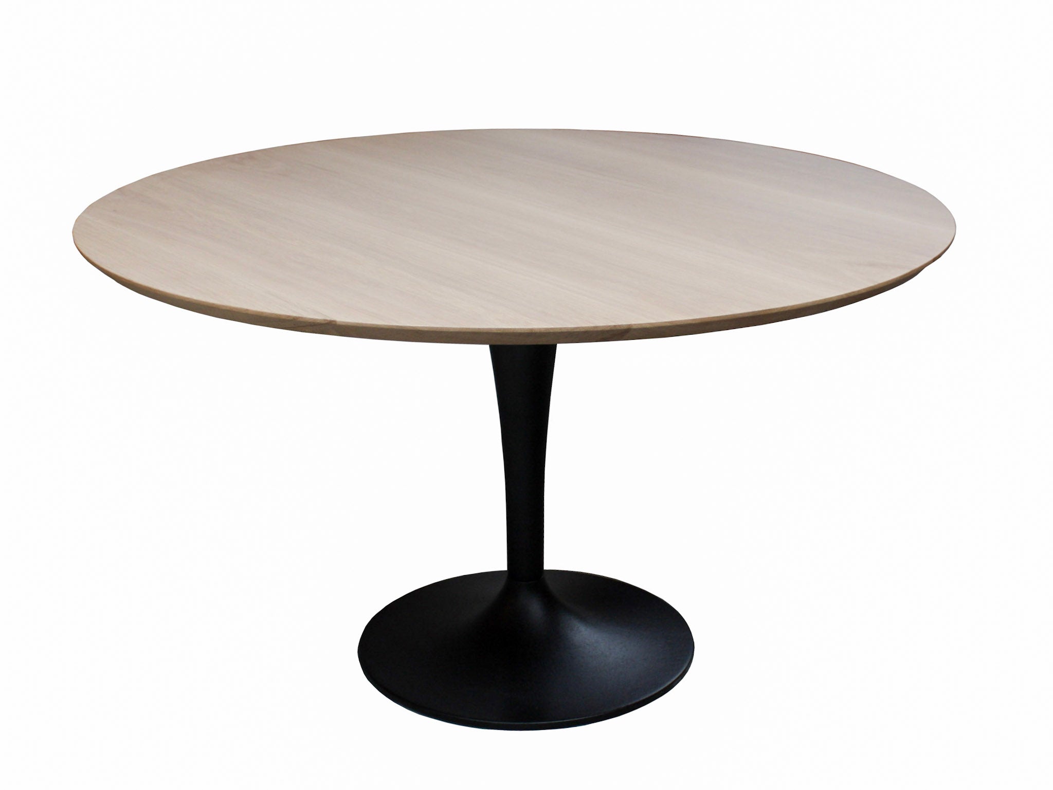 Table ronde chêne massif blanchi sur pied tulipe | Greenweez
